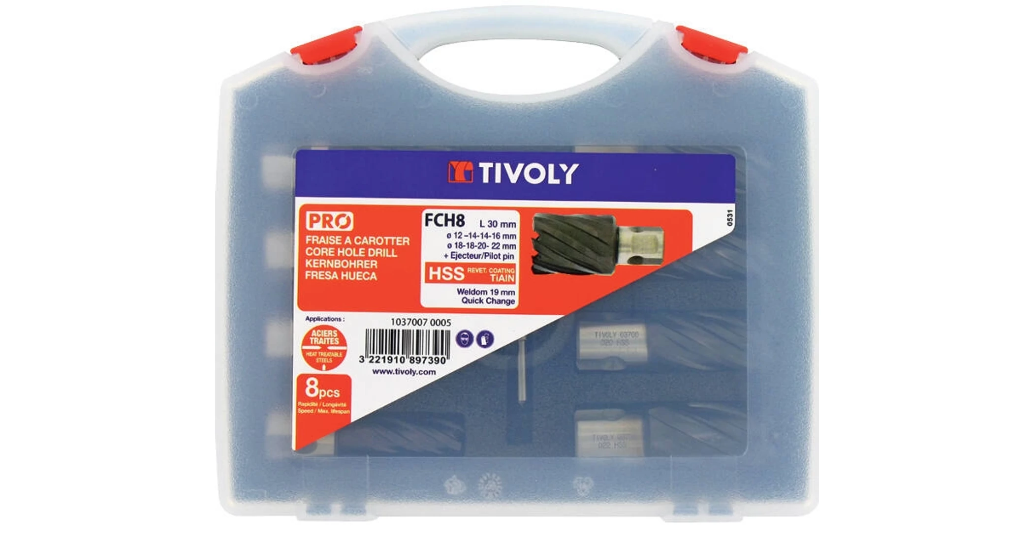 8 részes magfúró készlet HSS TiAlN